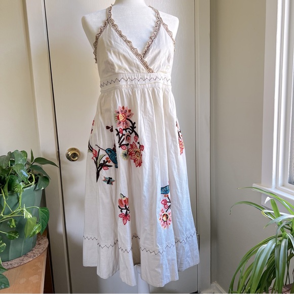 Anthropologie | Dresses | Rare Anthro Lithe Nectar Embroidered Halter ...